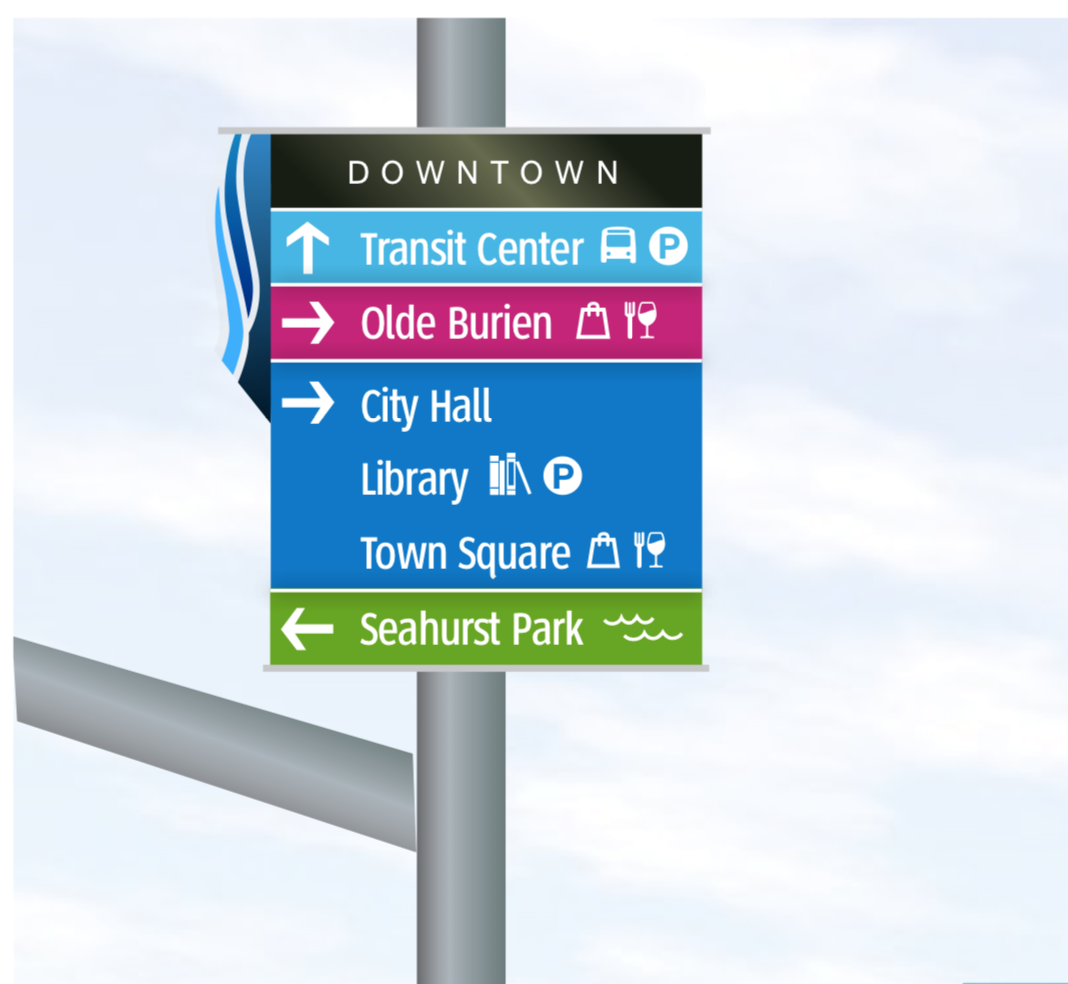 New wayfinding signs point visitors to downtown Burien shopping and ...